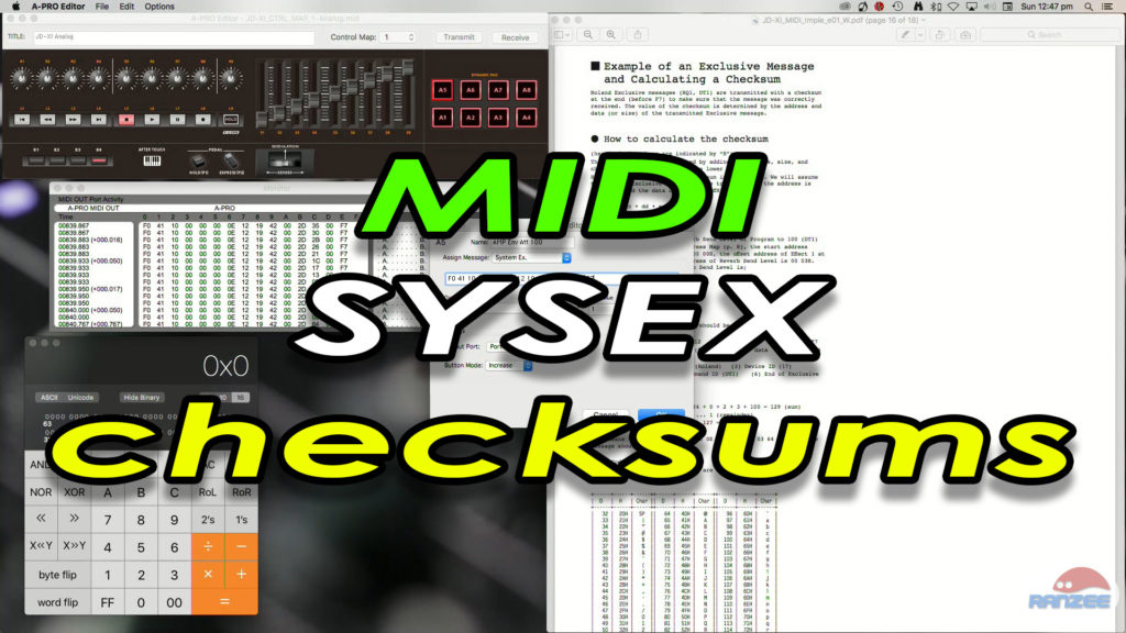 MIDI System Exclusive basics (SYSEX) - Part 4 checksums - ranzee